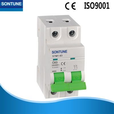China De miniatuurstroomonderbreker van STM1-63 2p MCB met Dubbel Bedradings6ka Ce Semko Te koop
