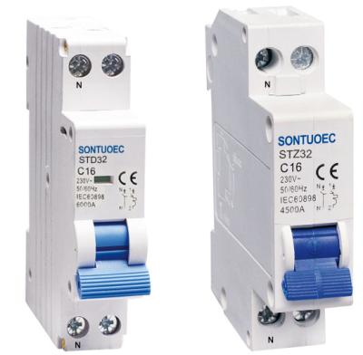 China SONTUOEC Stroomonderbreker 18MM van het merkdin Spoor MCB Breedte 1P + N 230V 6-32A met Ce, CITIZENS BAND, de brekende capaciteit van SAA 6KA Te koop