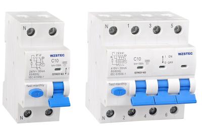 중국 overcurrent 보호 40A 30mA 소음 가로장 RCBO 자석 유형을 가진 잔여 현재 차단기 1P + N, 3P+N AC 판매용