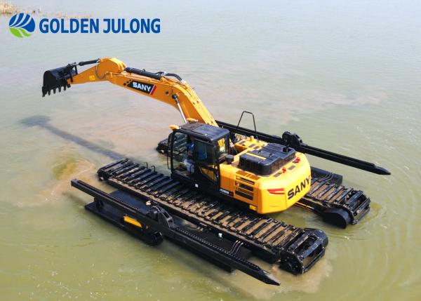 JULONG Amphibious Excavator With Pontoons For River Construction Floating Excavator