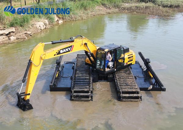 JULONG Amphibious Excavator With Pontoons For River Construction Floating Excavator