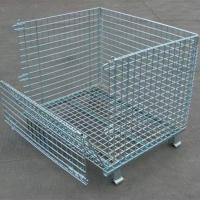China Industrial Wire Container Storage Cages  Mesh Storage Cage Stackable Foldable for sale