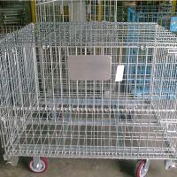China Steel Folding Stackable Pallet Cages , Wire Container Storage Cages for sale