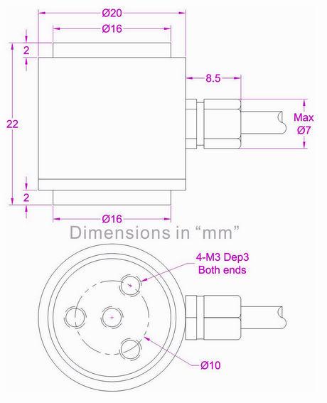 miniature cylinder type force sensor