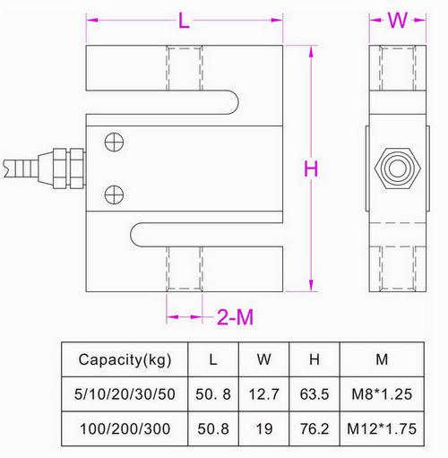 200lb s type force sensor 500lb