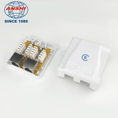 China Double Port FTP Surface Mount Box CAT6 3U Gold Plating for sale