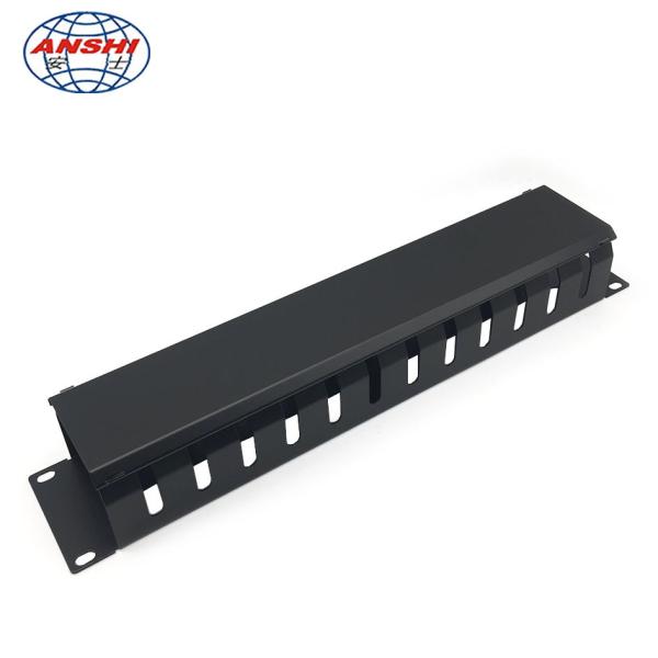 Black Horizontal Cable Management 2u Rack Mount 19 Inch With 12 Ports