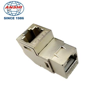China CAT5E CAT6 CAT6A through docking Keystone Jack Wall Panel Mount Connector 90 degree zinc alloy through module panel for sale