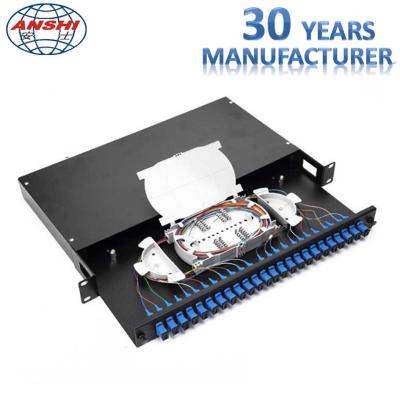 China 19 Inch Rack Mount Type SC / APC ODF Optical Distribution Frame with Pigtail Fiber Optic Patch Panel for sale