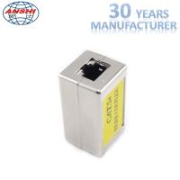 China RJ45 KEYSTONE JACK Shielded pass through Keystone Jack Cat5e CAT6 Metal Straight Through Inline Coupler for sale