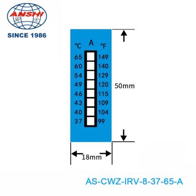 China Niet-reversibel 37-65 °C 99-149 °F 8 Temperatuurniveau Hoogtemperatuurgevoelige etiketten Te koop