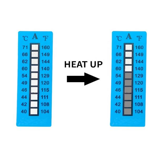 逆戻りしない 40-71°C 104-160°F 10 レベル 高温敏感ラベル