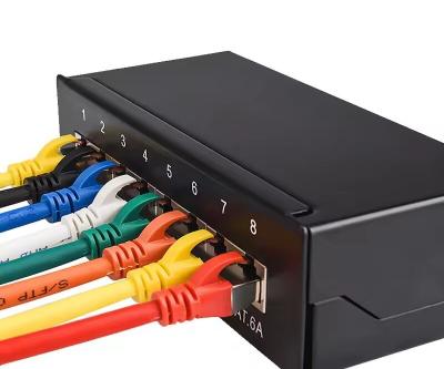 中国 デスクトップパッチパネル 8 ポート CAT5E CAT6 CAT6A シールド 90 度 トップエントリー パンチ FTP STP 販売のため