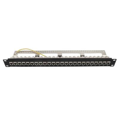 China ANSHI 19 Inch 1U Height 24 Ports STP Shielded Rack Mount Patch Panel for Networking for sale