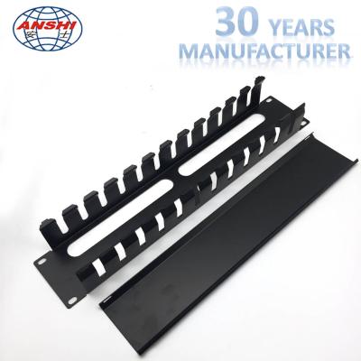 China 2U Height 12 Slot Metal 19 Inch Rack Mountable Horizontal Cable Manager For Network Installations for sale