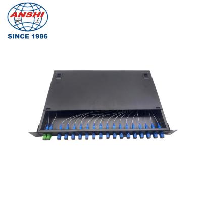 China 19-Inch Rack Mount Fiber Optic Splitter with 1:8 SC/UPC Micro Splitters for Outdoor FTTH Systems for sale