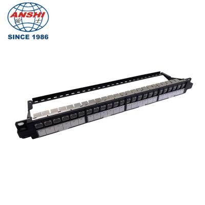China CAT5E CAT6 19-inch 24-Port Fully Shielded Patch Panel Equipped with Shielded Straight Through RJ45 Modules for sale