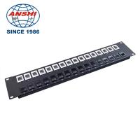 China 19 Inch 32 Port Empty STP FTP Shielded RJ45 Patch Panel CAT5E CAT6 Rack Mount Network Distribution Panel for sale