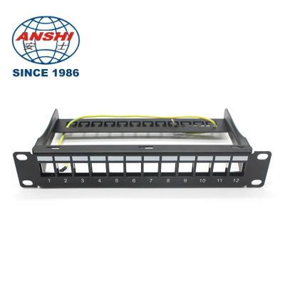 China 19 Inch 32 Port Empty STP FTP Shielded RJ45 Patch Panel CAT5E CAT6 Rack Mount Network Distribution Panel for sale