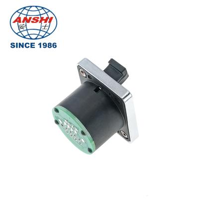 China Industrial Waterproof D-Type Ethernet RJ45 Panel Mount Socket PCB Soldering With Dust Cover Shielded for sale