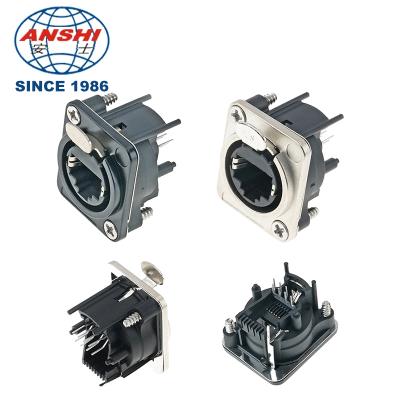China D-Type Panel Mount Audio XLR Socket RJ45 Ethernet Network Interface Combined Connector For Equipment Panel for sale