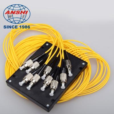China FTTH Network ABS Box Type 1x8 PLC Fiber Optic Splitter, UPC Polished, Custom SC LC FC Optical Connectors for sale