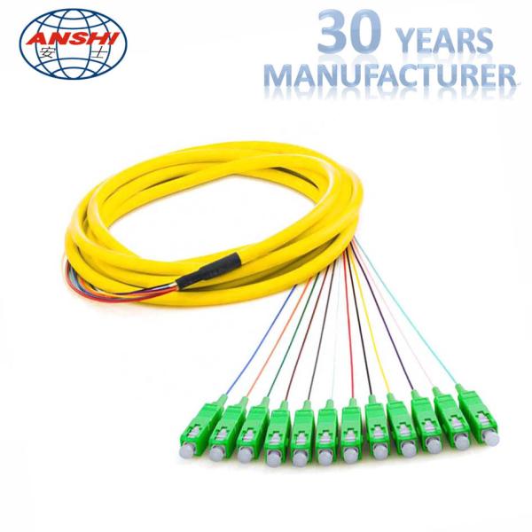 Conexión de cable de la base del cordón de remiendo de la fibra óptica de MPO 12 para la extensión del cable