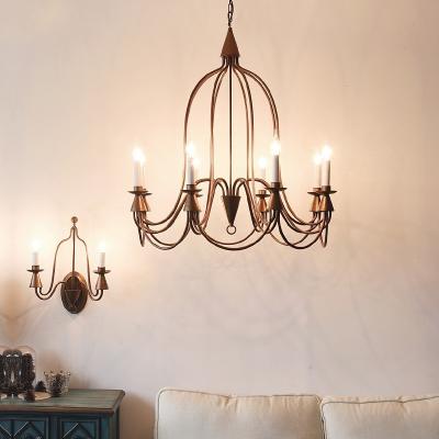 China Country metal Chandelier Led Retro Candle Chandeliers vintage Loft interior lighting(WH-CI-164) for sale