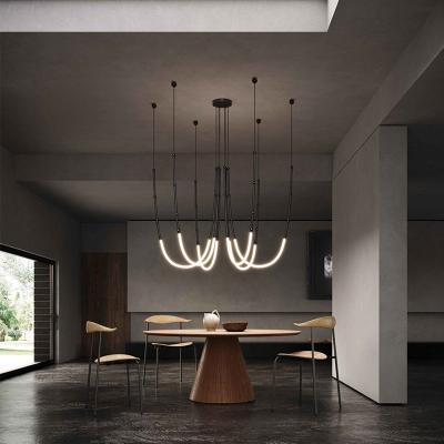 China Retro Stainless Steel chandelier Minimalism Designer Living Room linear chandelier(WH-MI-392) for sale