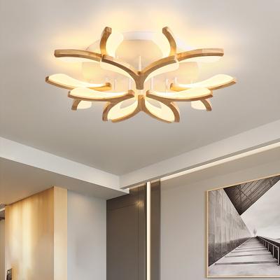 China Nordic Log LED Ceiling Lamp Creative Personality Bedroom Book Room Simple Modern Solid Wood ceiling lights(WH-WA-45) for sale