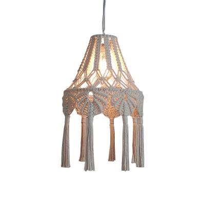 China Bohemian Chandelier Hand Woven Lampshade Long Tassel Retro Decorative knitting lamp(WH-VP-216) for sale