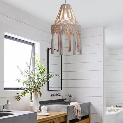 China Bohemian Chandelier Hand Woven Lampshade Long Tassel Retro Decorative knitting lamp(WH-VP-216) for sale