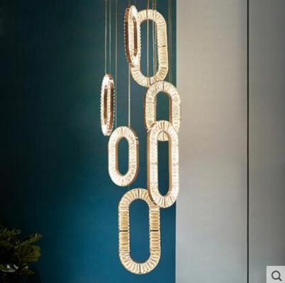China Staircase Crystal Light Long Chandelier Villa Duplex Floor Spiral Chain Staircase Chandelier（WH-NC-113) for sale