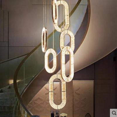 China Staircase Crystal Light Long Chandelier Villa Duplex Floor Spiral Chain Staircase Chandelier（WH-NC-113) for sale
