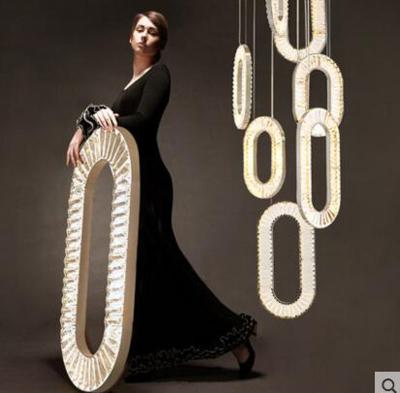 China Staircase Crystal Light Long Chandelier Villa Duplex Floor Spiral Chain Staircase Chandelier（WH-NC-113) for sale