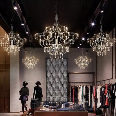 China Modern Crystal Ceiling Chandelier Lighting Stainless Steel Fireflies Pendant Lamp nickel pendant light(WH-AP-542) for sale