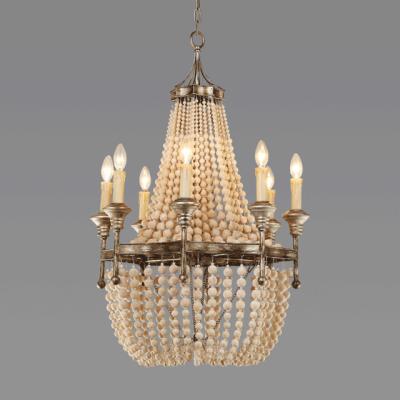 China American white wood bead chandelier For dining room Kitchen Lighting (WH-CI-07) for sale