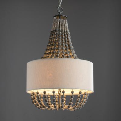 China Circular iron chandelier with wood bead Lampshade (WH-CI-42) for sale