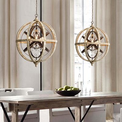 China Rustic Iron and Wood Global Shape crystal chandelier (WH-CI-85) for sale