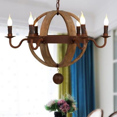 China Round Rustic Chandelier Wood Material for home lighting (WH-CI-90) for sale