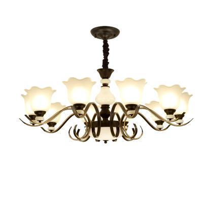 China Black wrought iron chandeliers sale with Glass Lampshade (WH-CI-101) for sale