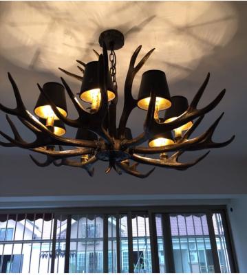 China Black antler chandelier Lighting With Lampshade For Coffee Bar Restaurant (WH-AC-05) for sale