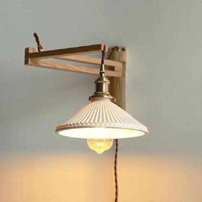 China household Bedroom Bedside Retro Folding Retractable Walnut Solid Wood Wall Lamp (WH-VR-125) for sale