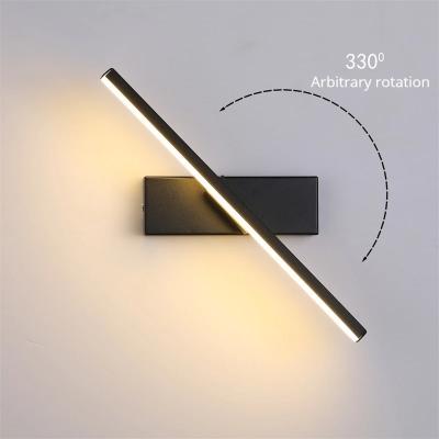 China 330° Rotatable LED Wall Light Minimalist black Bathroom Strip mirror front light(WH-MR-81) for sale