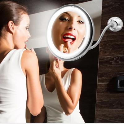 China Flexible Gooseneck 10x Magnifying LED Lighted Makeup Mirror with lamp(WH-MR-110) for sale