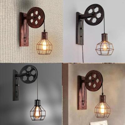Corridor Living Room E27 Restaurant Rustic Iron Loft Cafe Pulley wall lamp (WH-VR-08）