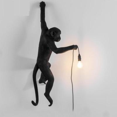 China Monkey Lamp Wall Resin Black White Gold Right Left Side Monkey Wall Light (WH-VR-10) for sale