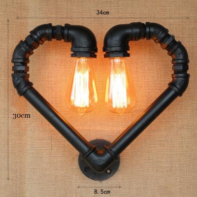 China Creative vintage pipe wall light loft edison industry E27 light bar Heart wall lamp (WH-VR-34） for sale
