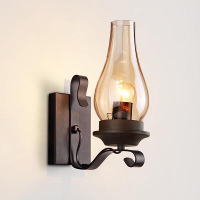 China Retro industrial light iron wall lamp creative restaurant corridor bedroom bedside glass wall light (WH-VR-40) for sale
