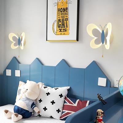 China Cartoon Cute Blue Pink Butterfly Wall Lamp Creative Wall Mount LED Light（WH-OR-139) for sale